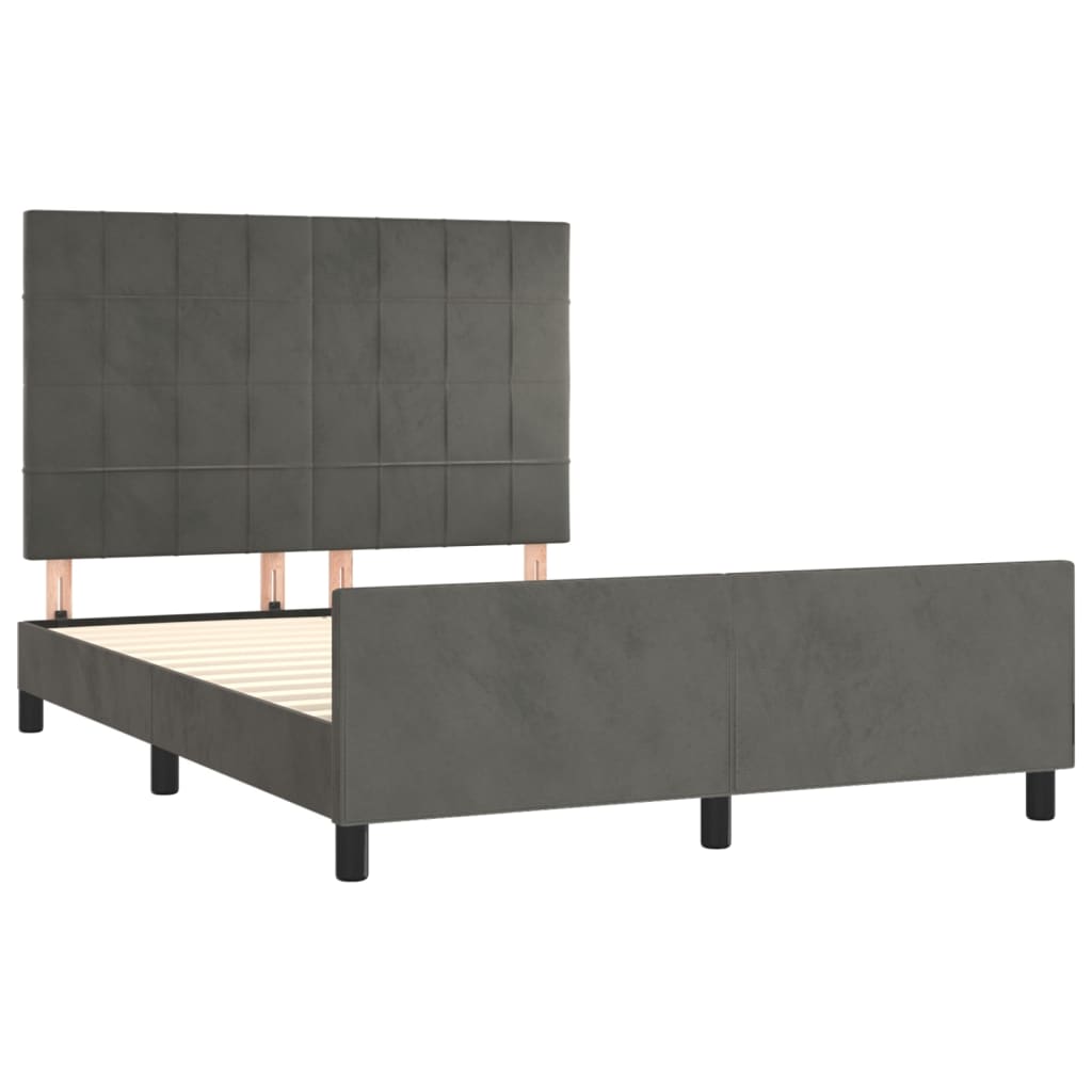 Vetonek Bed Structure Mattress Dark Gray Velvet 140x190