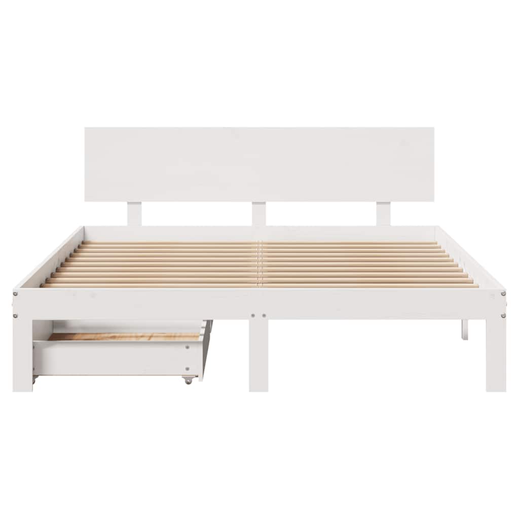 Vetonek Bed Structure With Drawers White Pine 160x200